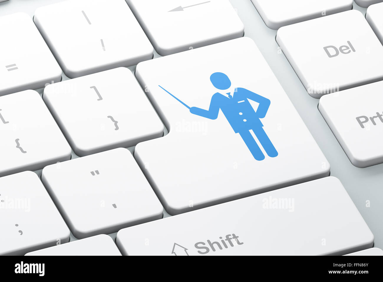 Learning concept: Teacher on computer keyboard background Stock Photo ...