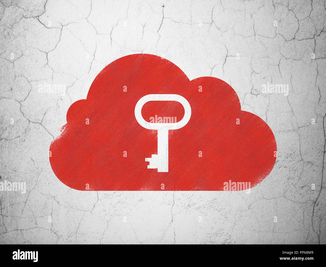 Cloud technology concept: Cloud With Key on wall background Stock Photo ...