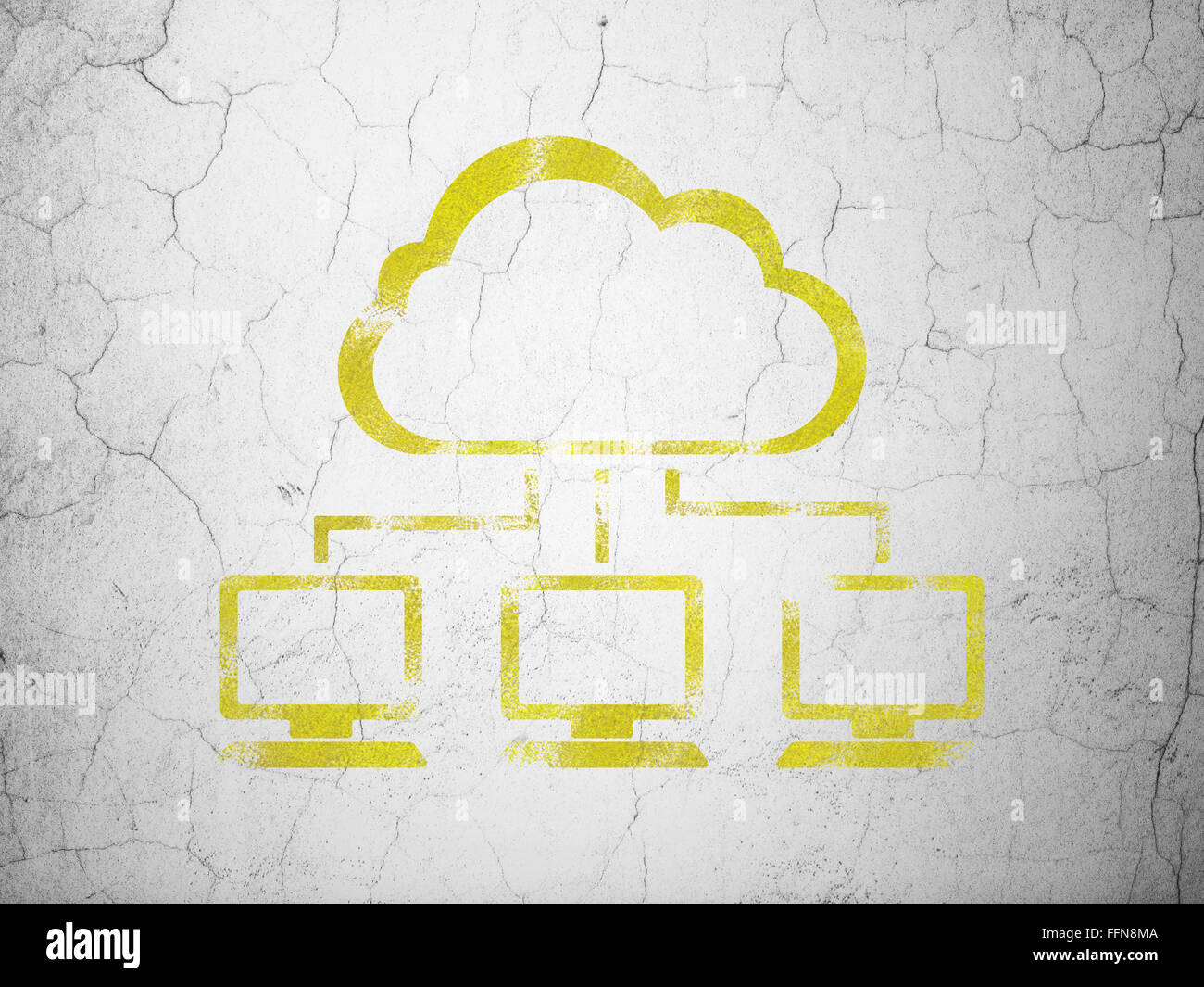 Cloud technology concept: Cloud Network on wall background Stock Photo ...