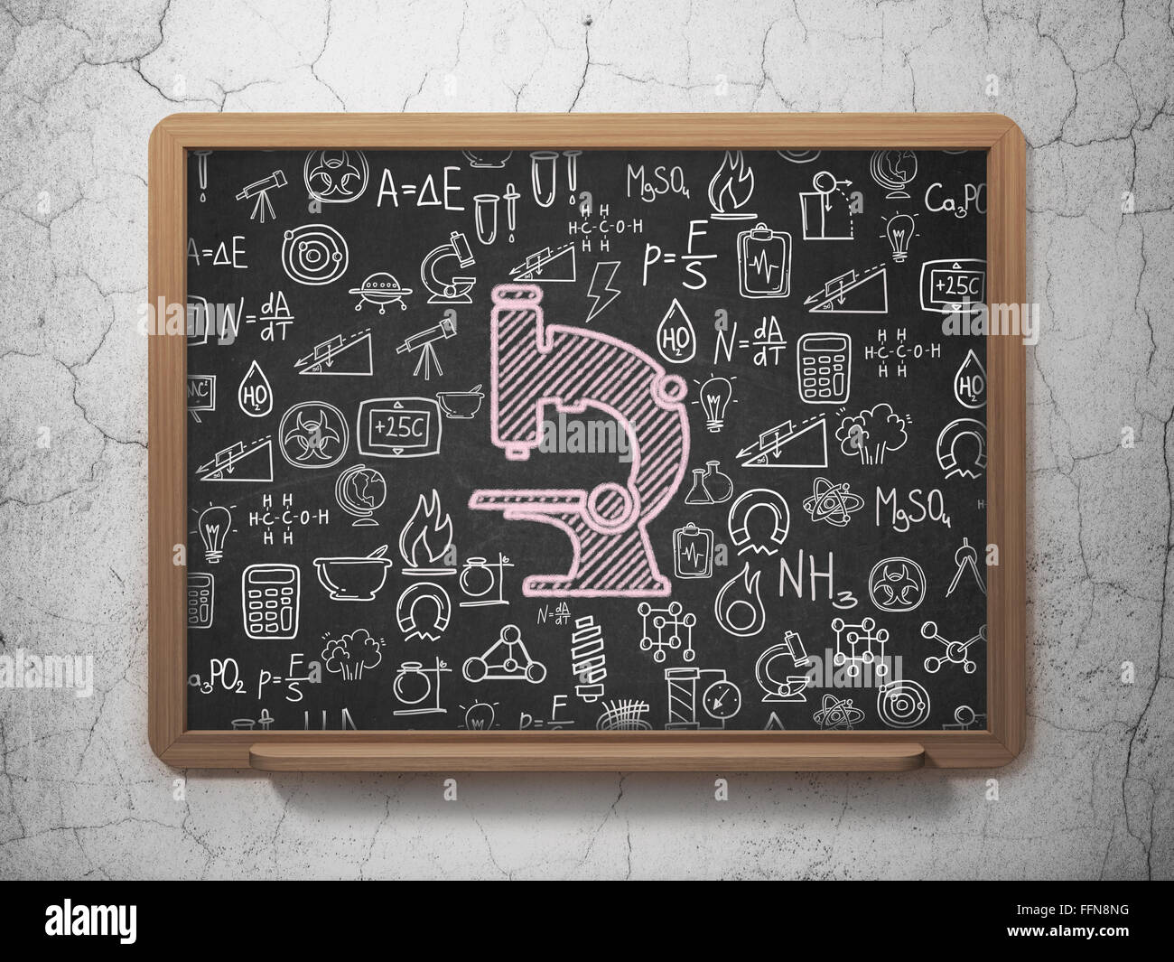 Science concept: Microscope on School Board background Stock Photo - Alamy