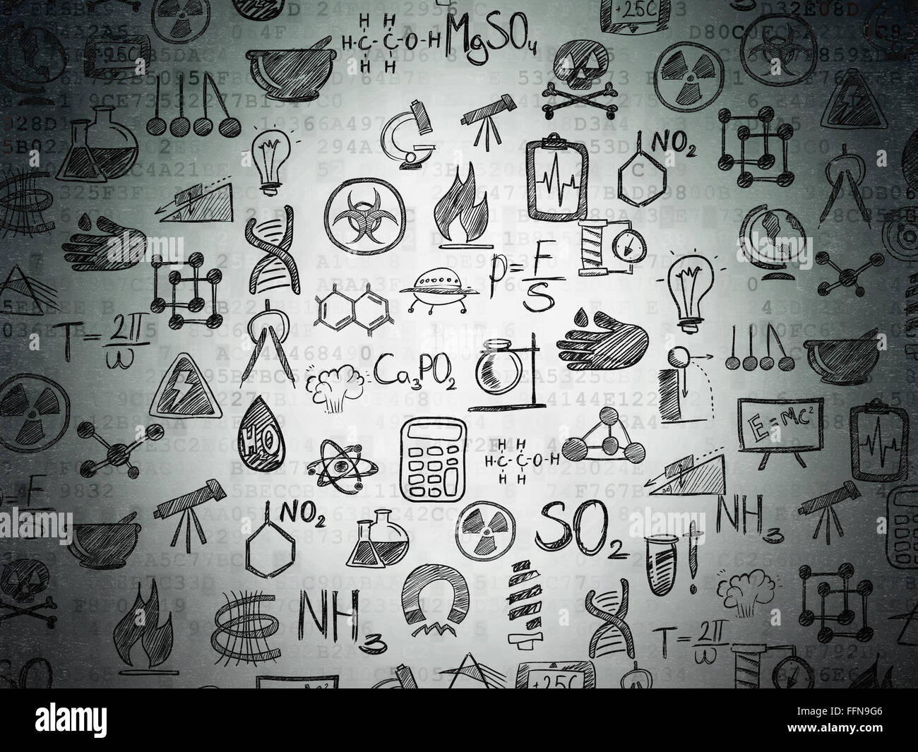 Digital background: Digital Paper with Hand Drawn Science Icons Stock ...