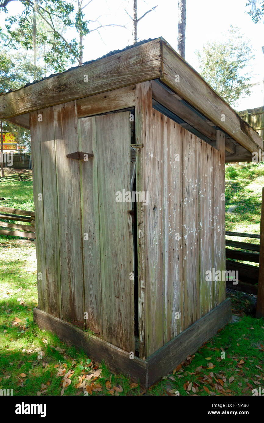 An outhouse toilet made of wood Stock Photo - Alamy
