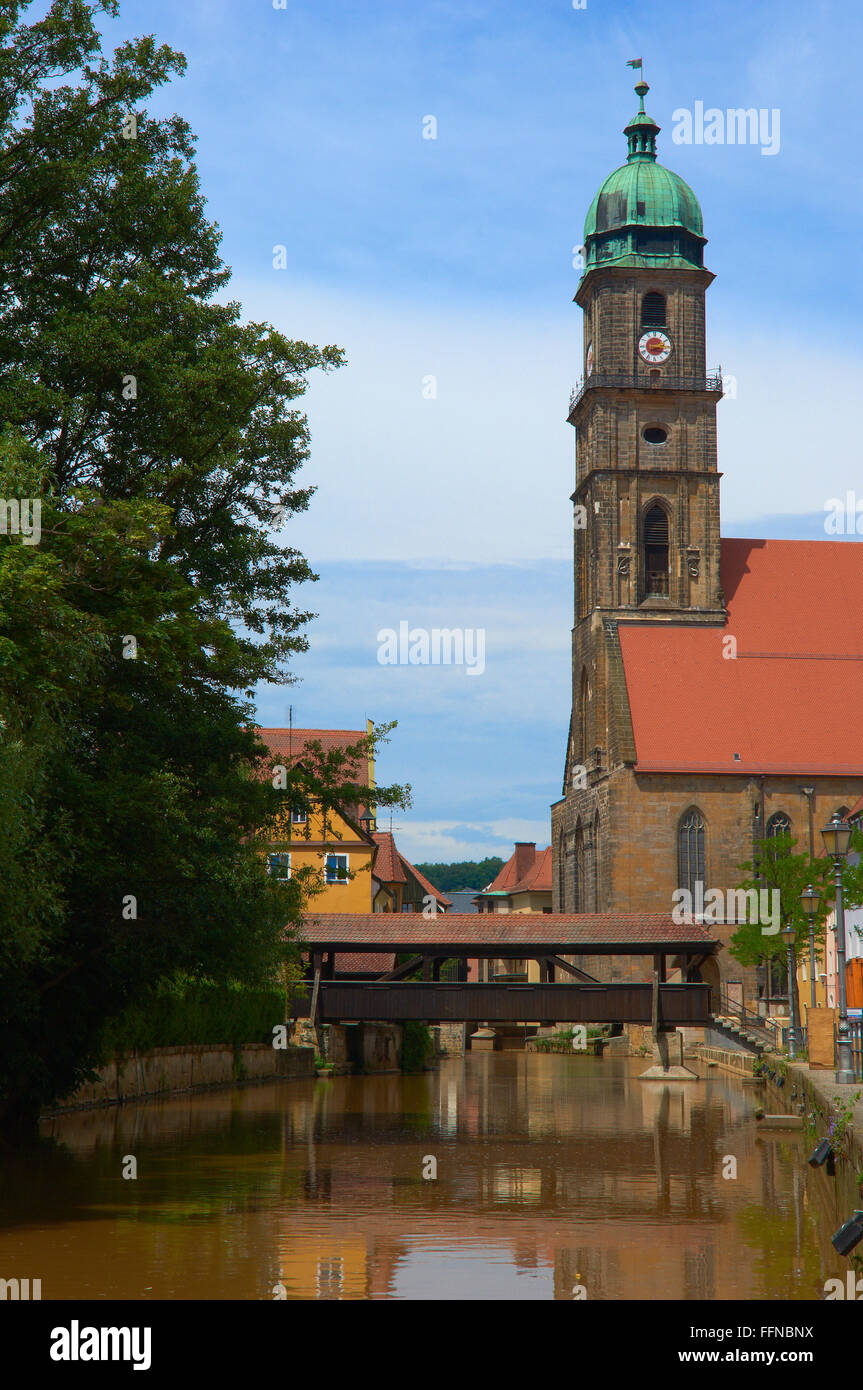 Amberg, St Martin Church, river Vils, Upper Palatinate , Bavaria ...