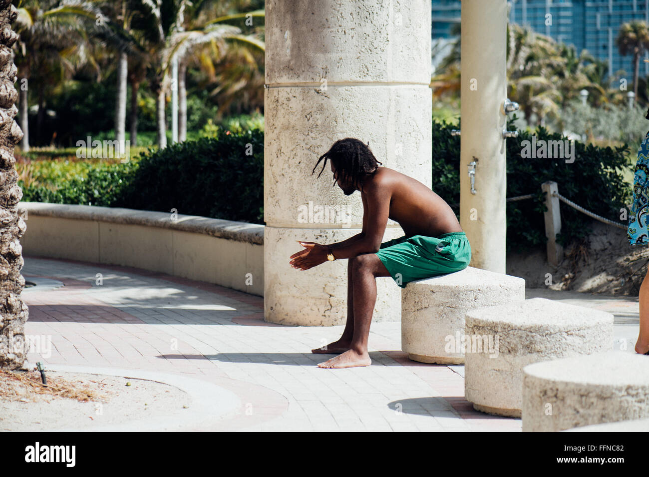 Miami Beach, Florida - People relaxing on the main beach, April Stock ...