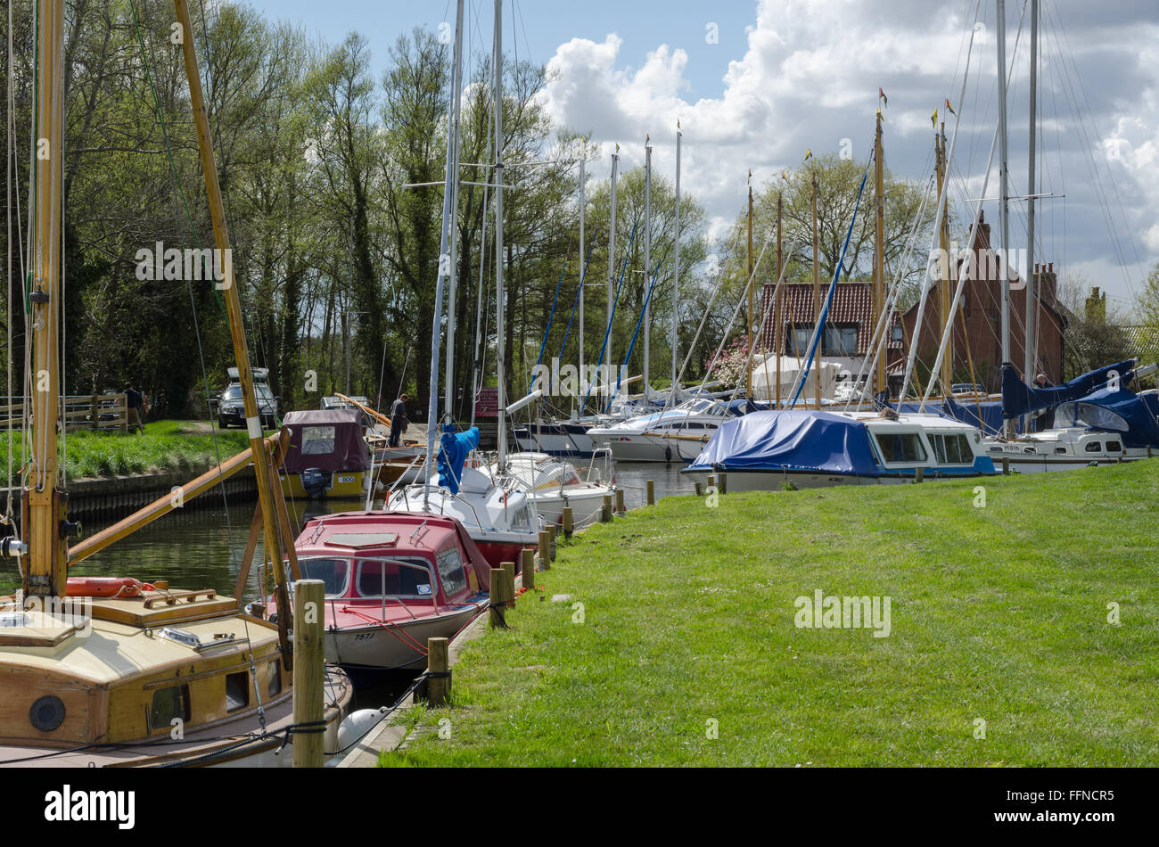 Upton Dyke boatyard, Norfolk Broads Stock Photo - Alamy