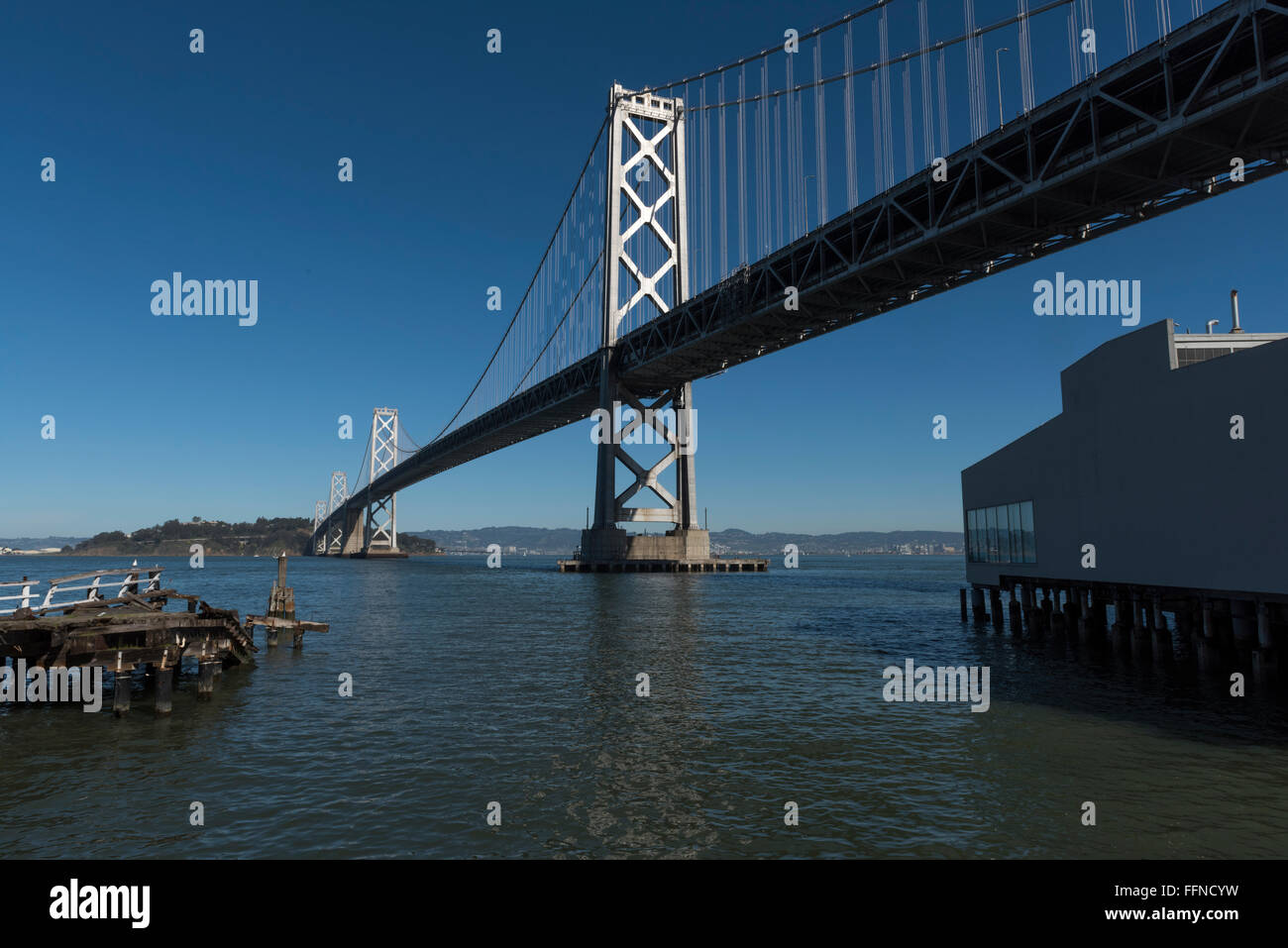 The Bay Bridge, San Francisco, California, USA. Also showing the side ...