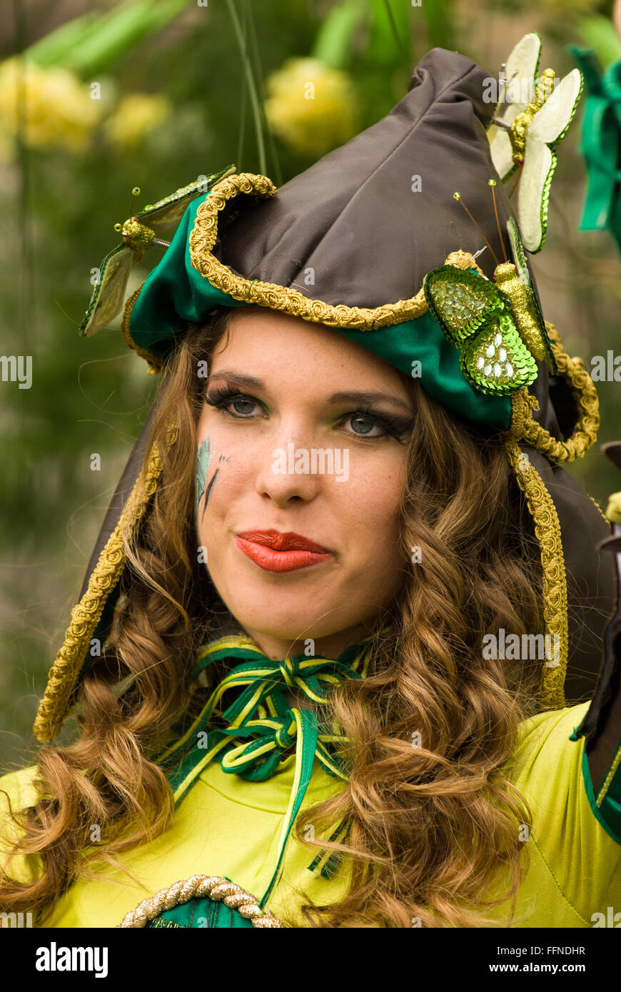 Performers dressed in elaborate colourful costumes taking part in the ...