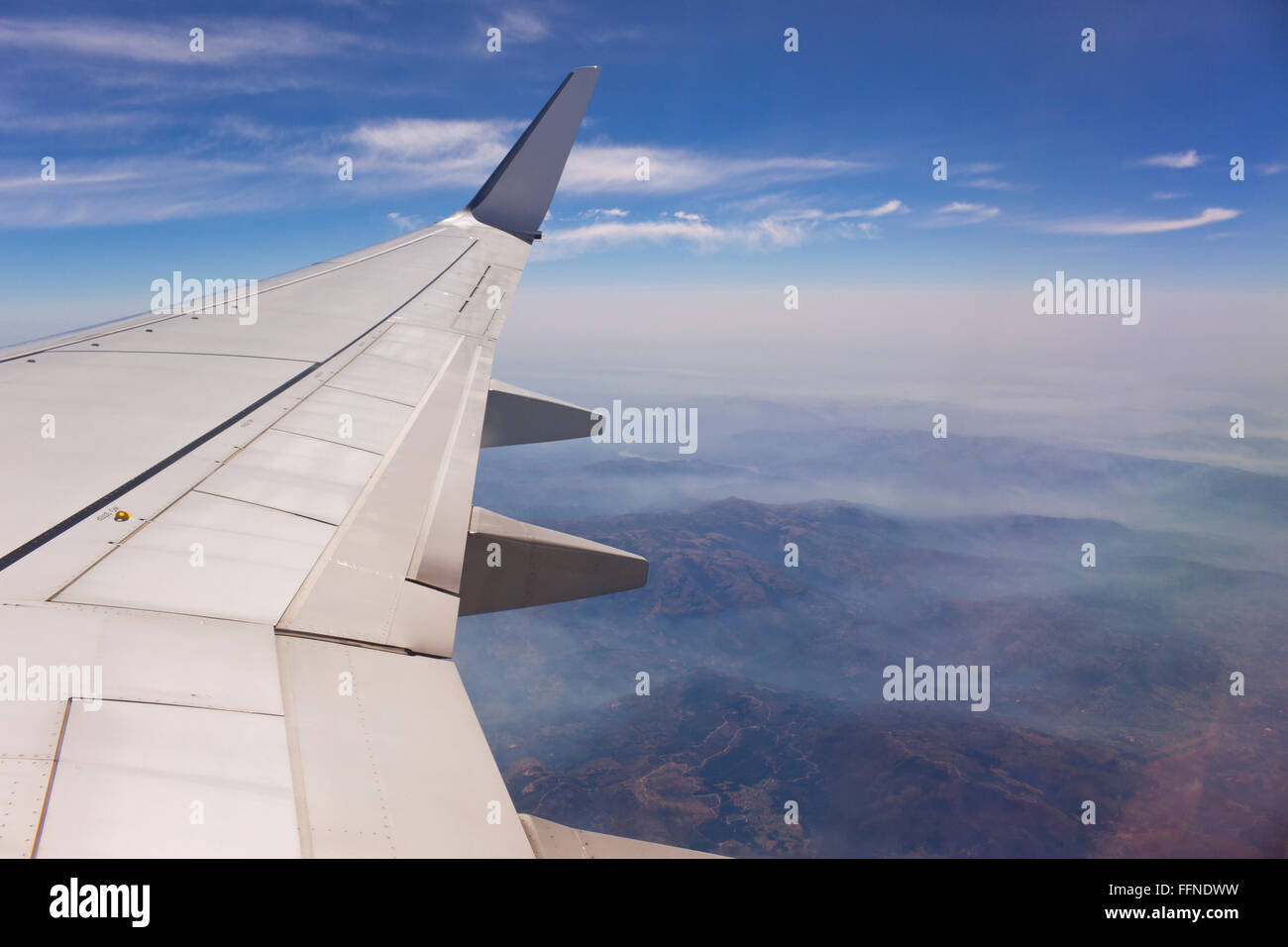 Airplane Wing in Flight Stock Photo - Alamy