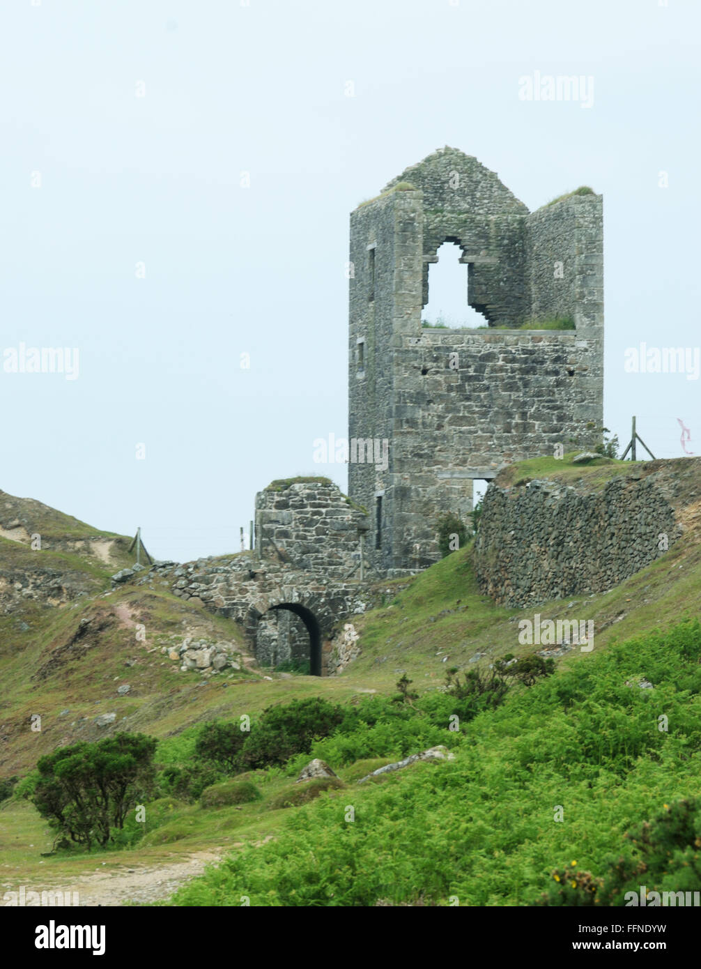 Mine working buildings in Cornwall UK. These particular buildings are ...
