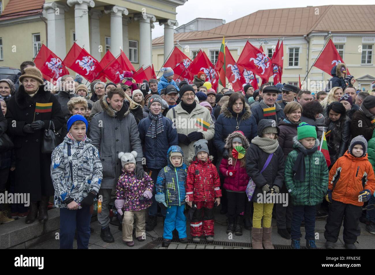 Vilnius, Lithuania. 16th Feb, 2016. Citizens are seen on the ...