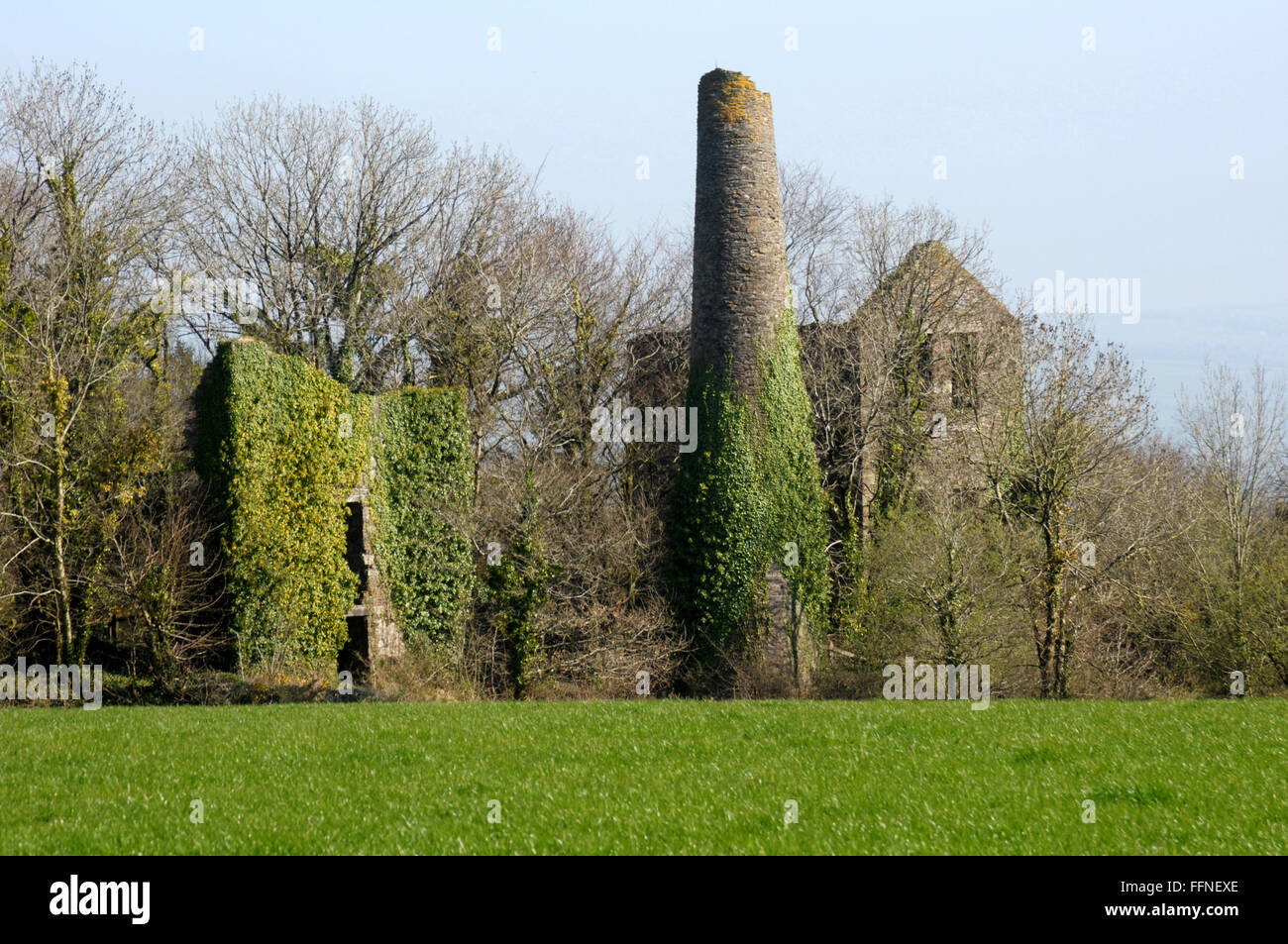 Mine working buildings in Cornwall UK. These particular buildings are ...