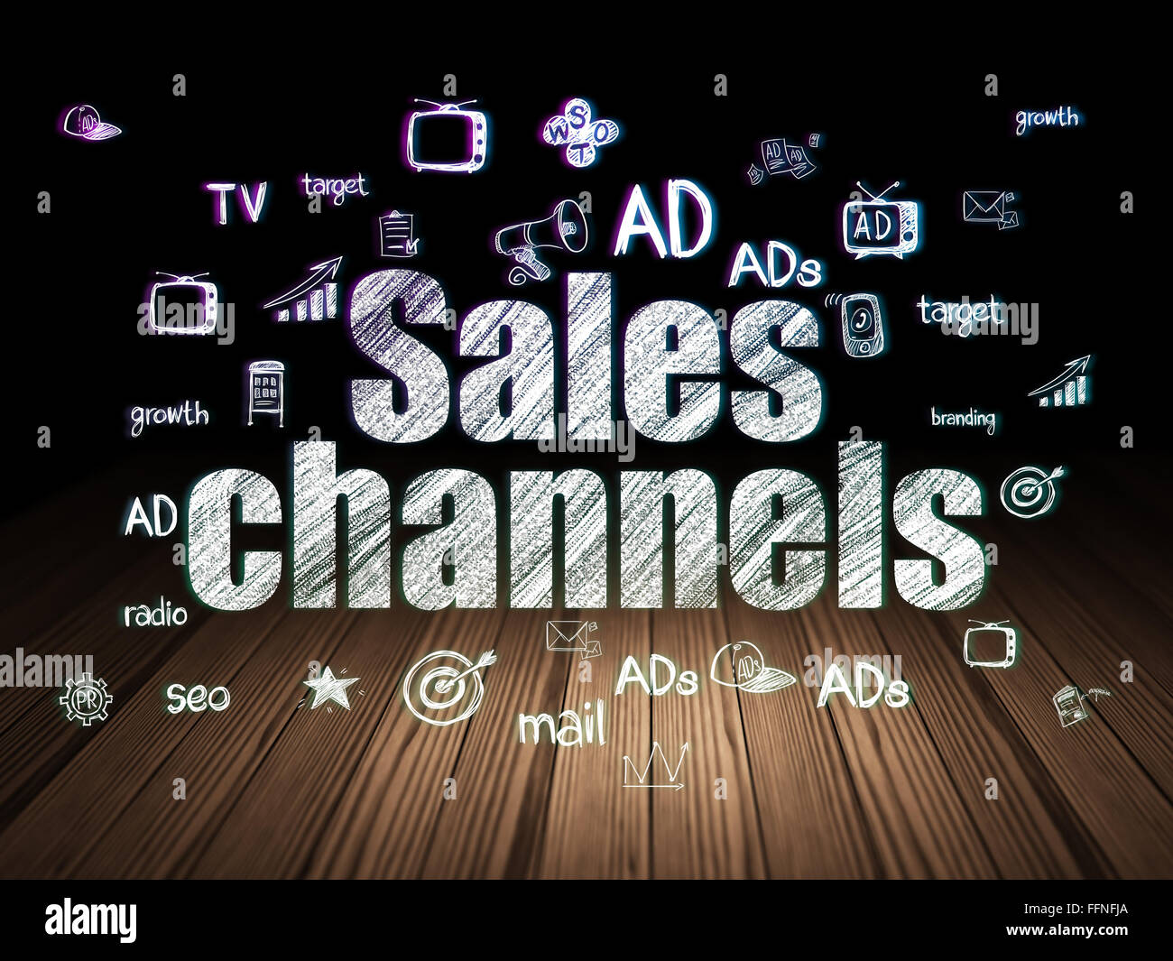 Marketing concept: Sales Channels in grunge dark room Stock Photo - Alamy