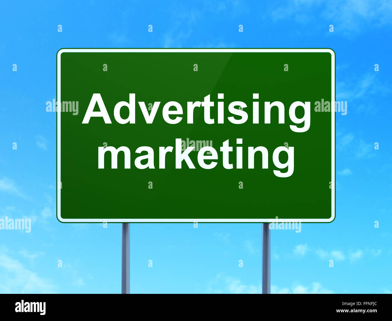 Marketing concept: Advertising Marketing on road sign background Stock ...