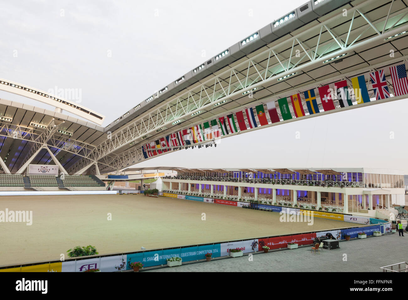 Al Shaqab outdoor arena during preparations for CHI Al Shaqab 2014. VIP ...