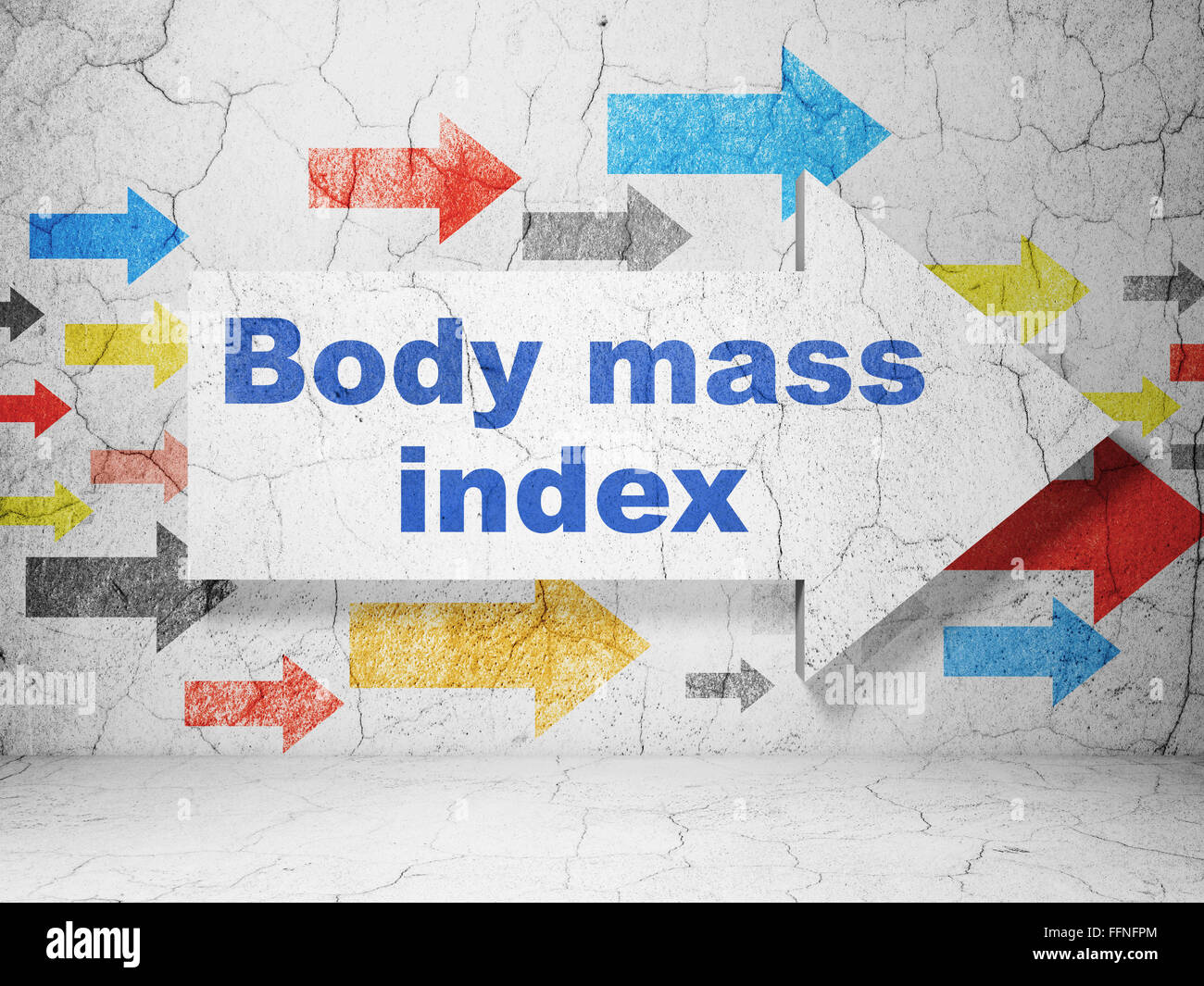 Health concept: arrow with Body Mass Index on grunge wall background ...