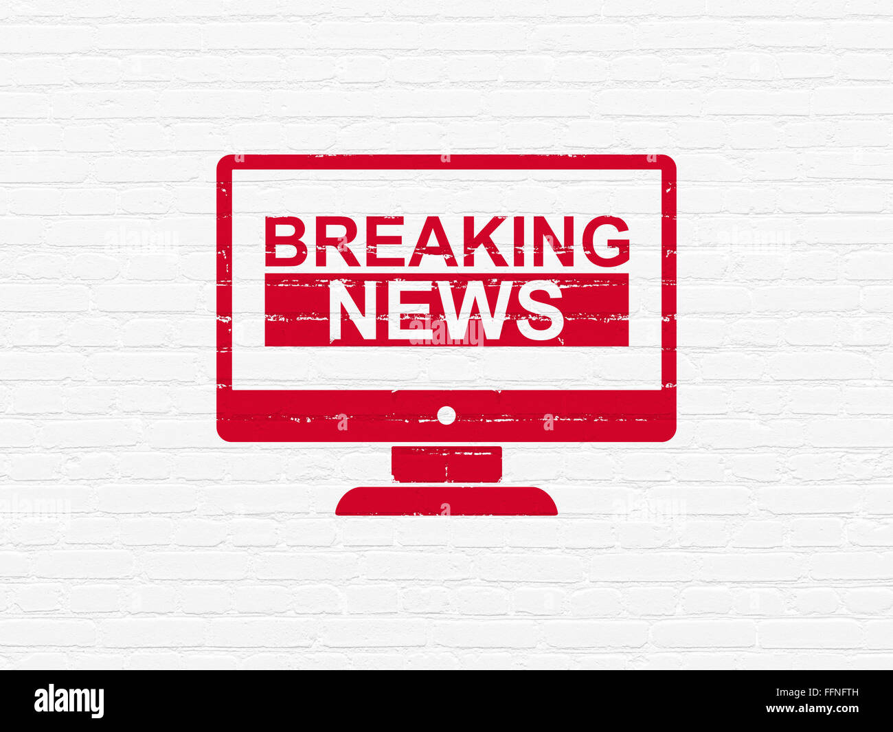 News concept: Breaking News On Screen on wall background Stock Photo ...