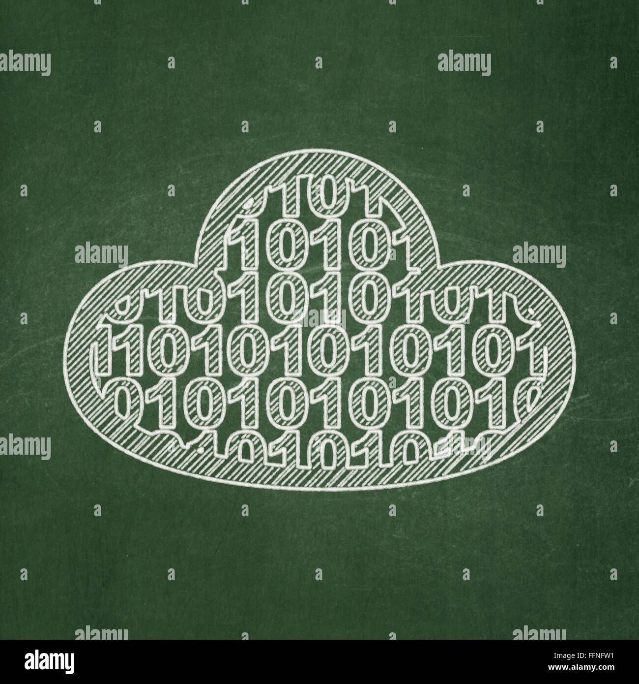 Cloud technology concept: Cloud With Code on chalkboard background ...