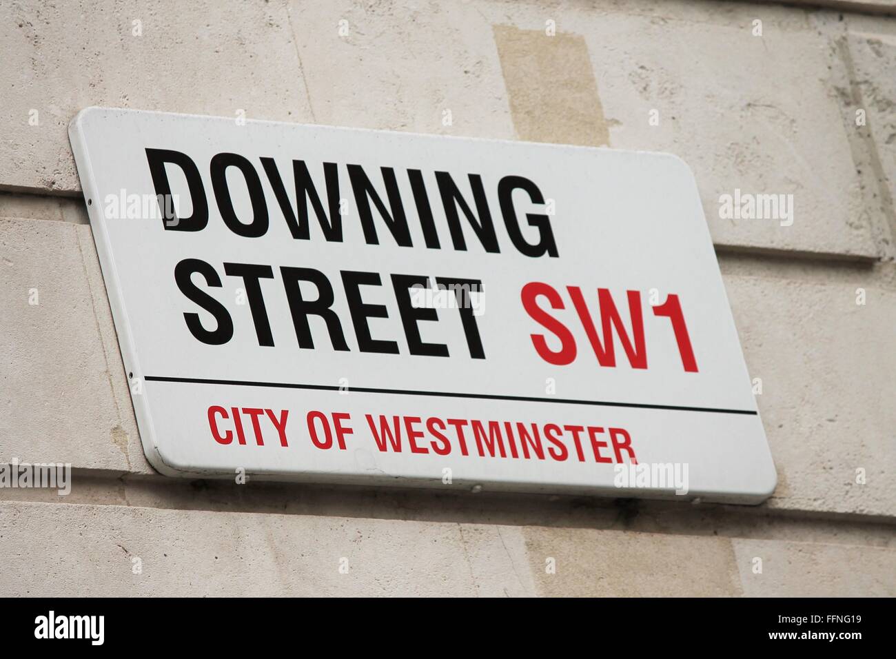 downing Street Sign in the City of Westminster in London England stock ...