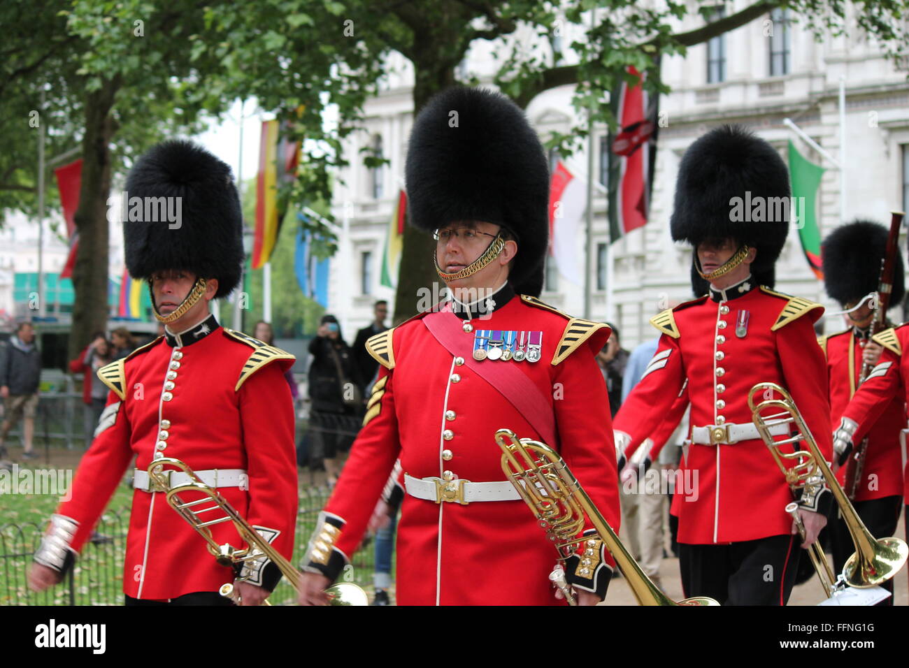 TROOPING THE COLOR, COLOUR, LONDON - JUNE 16: Queen's Coldstream Guard ...
