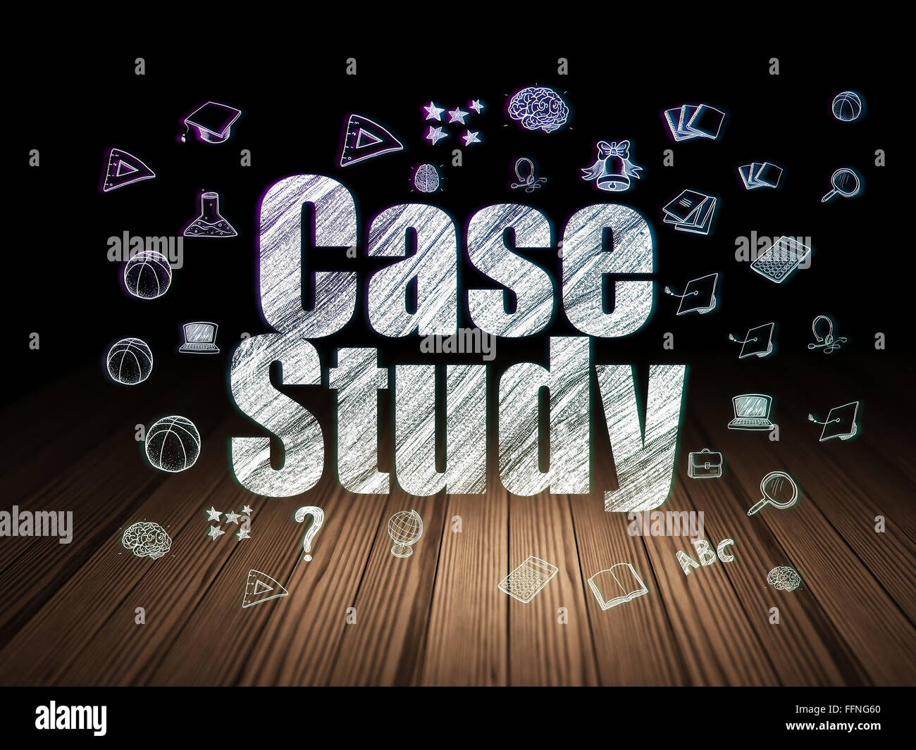 Education concept: Case Study in grunge dark room Stock Photo - Alamy