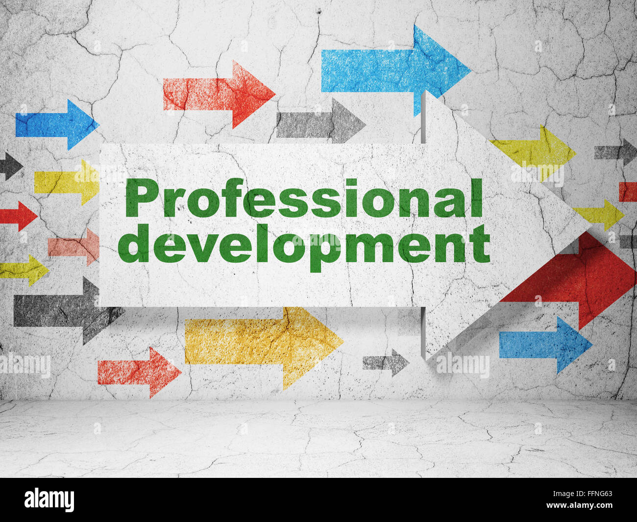 Education concept: arrow with Professional Development on grunge wall ...