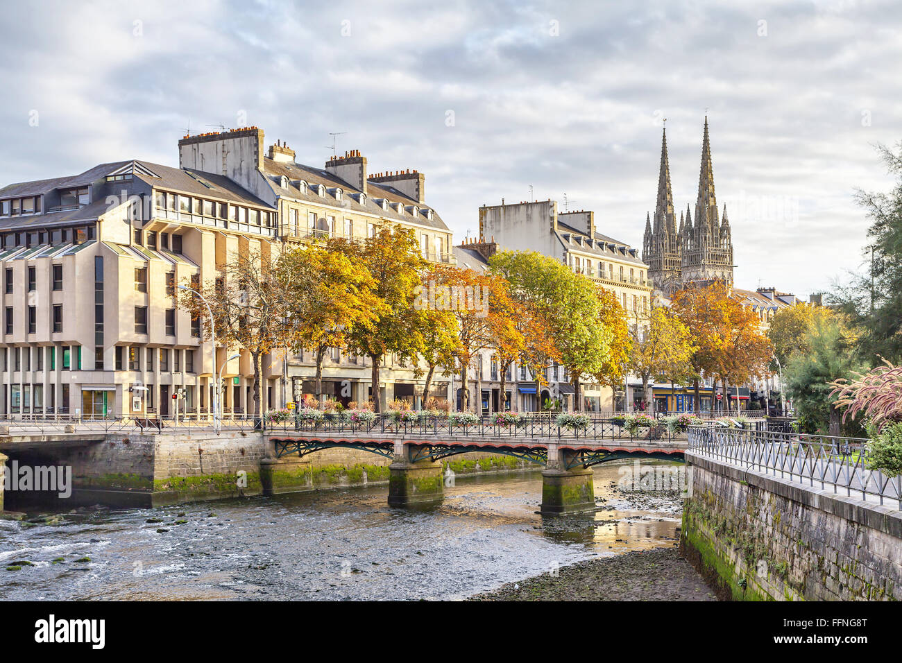 Bridge over river Odet in Quimper, Brittany, France Stock Photo - Alamy