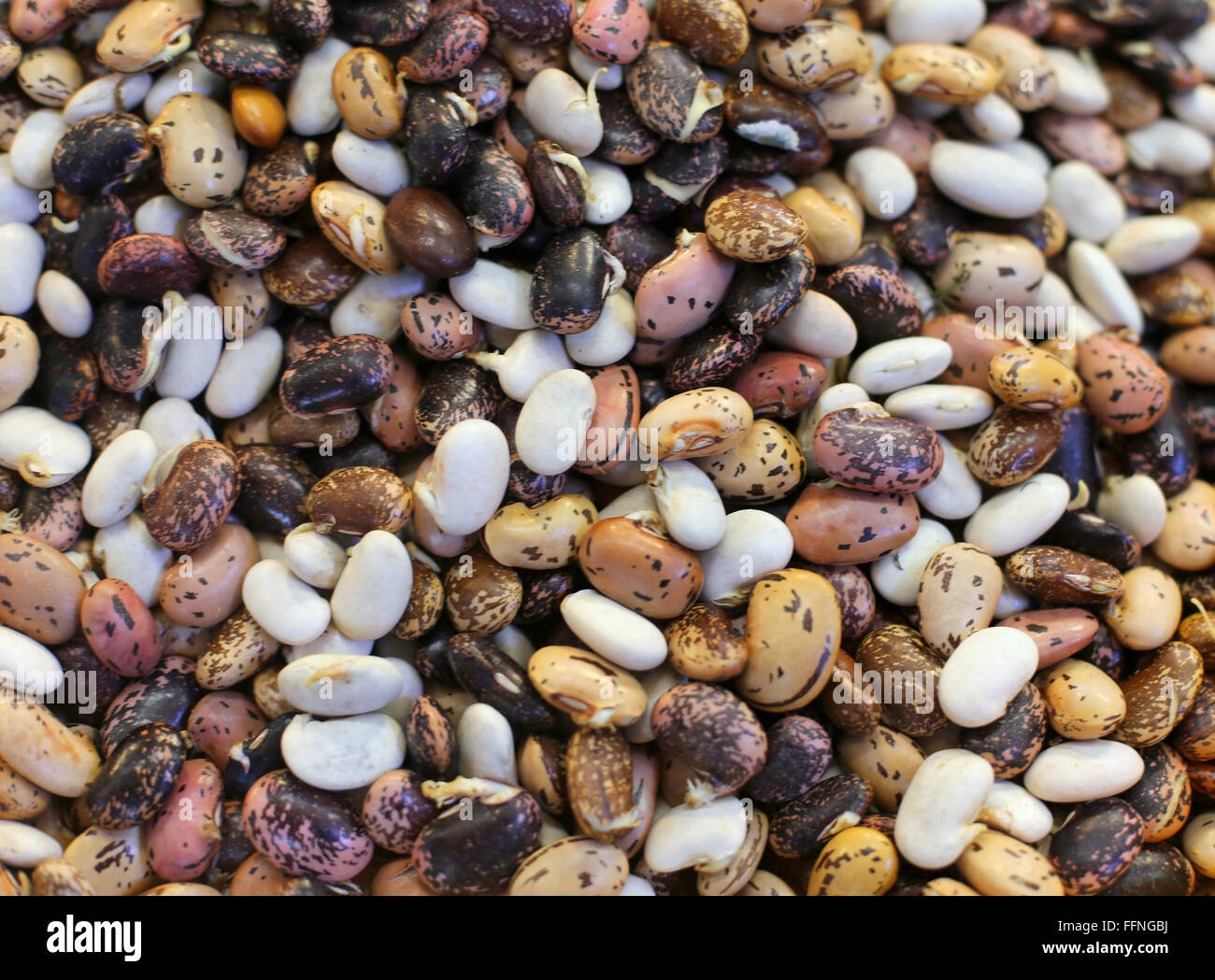 Freshly picked various colored beans on farmers market Stock Photo - Alamy
