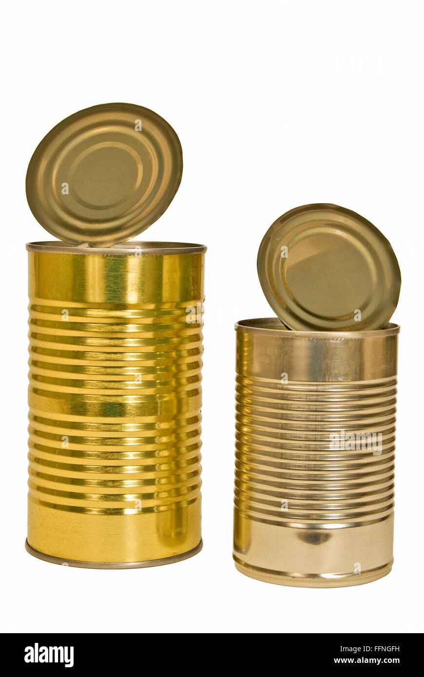 Two Open Empty Metal Cans Stock Photo - Alamy