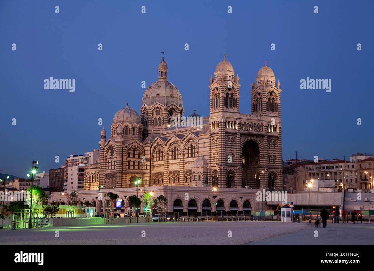 Marseille Cathedral in evening light, Marseilles, France, Provence ...