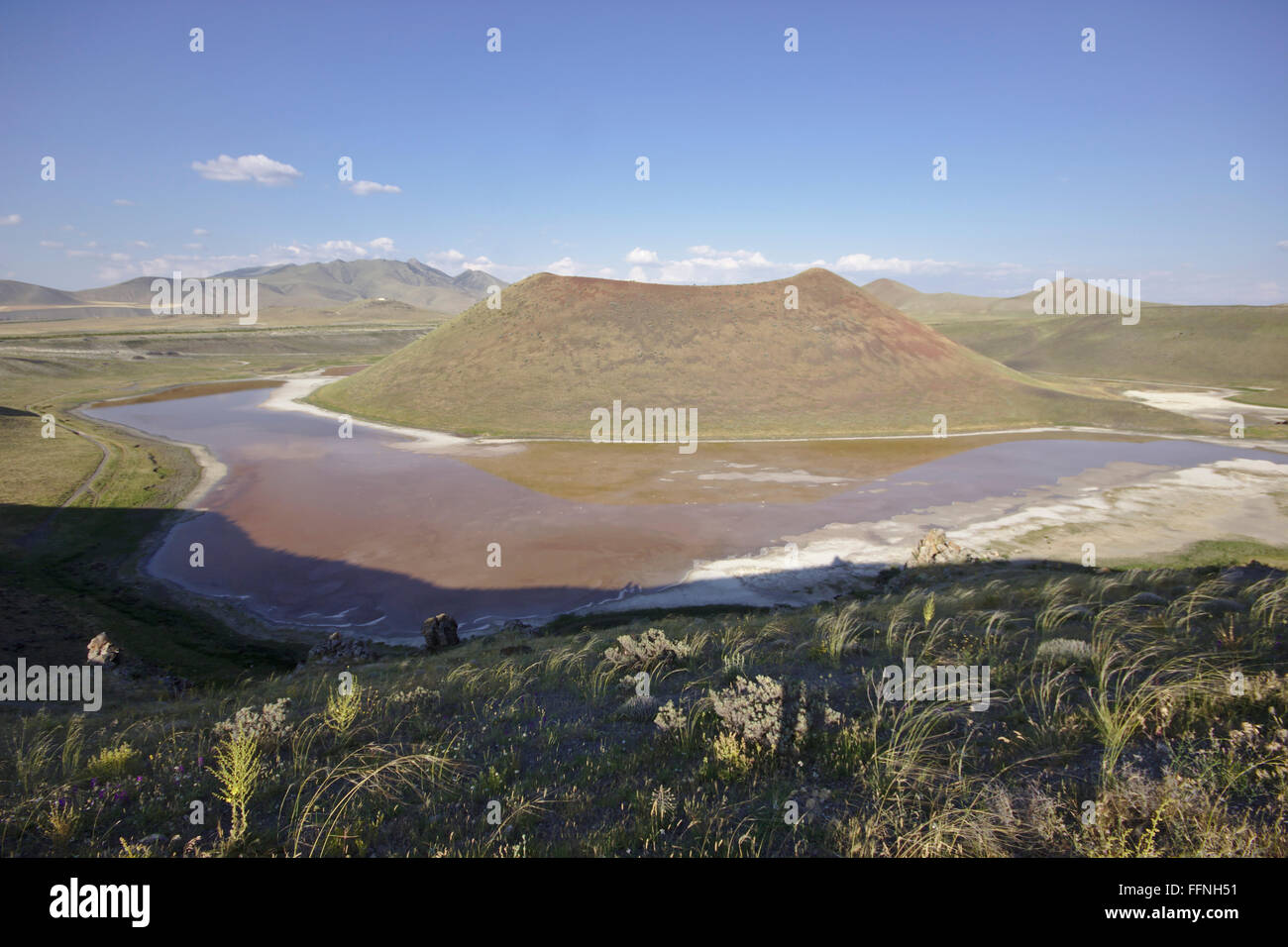 Meke Gölü crater lake (salt lake within a maar crater, a later cinder ...