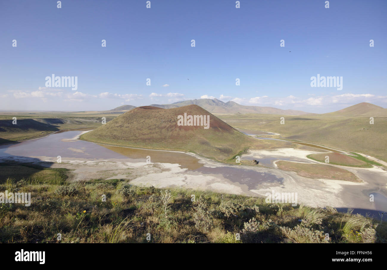 Meke Gölü crater lake (salt lake within a maar crater, a later cinder ...