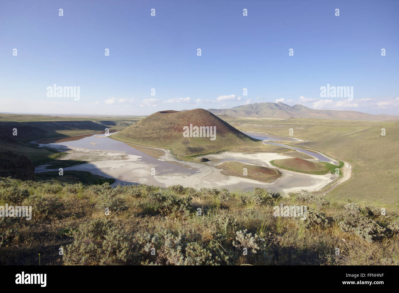 Meke Gölü crater lake (salt lake within a maar crater, a later cinder ...