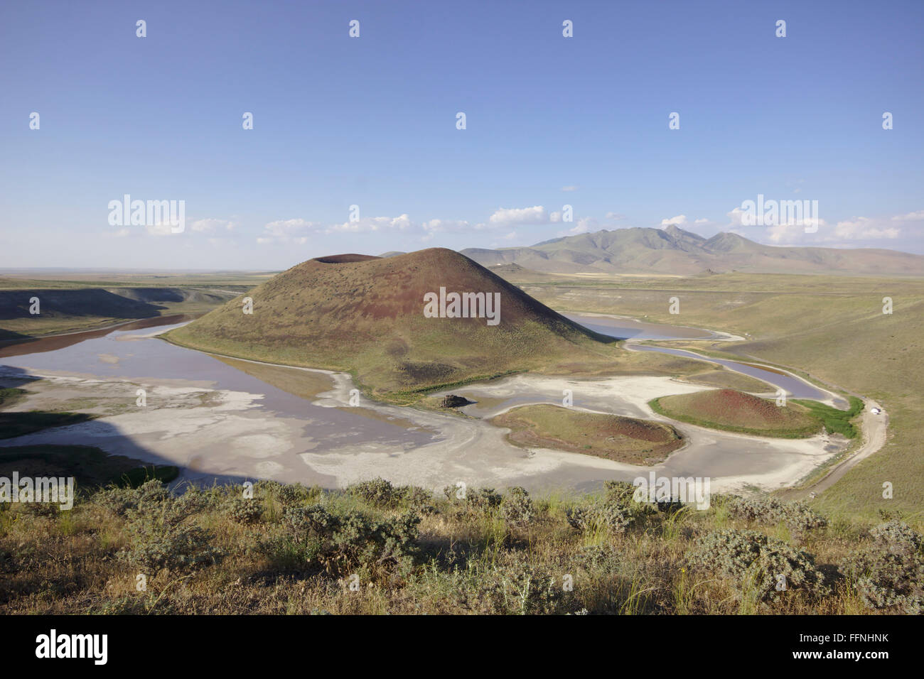 Meke Gölü crater lake (salt lake within a maar crater, a later cinder ...