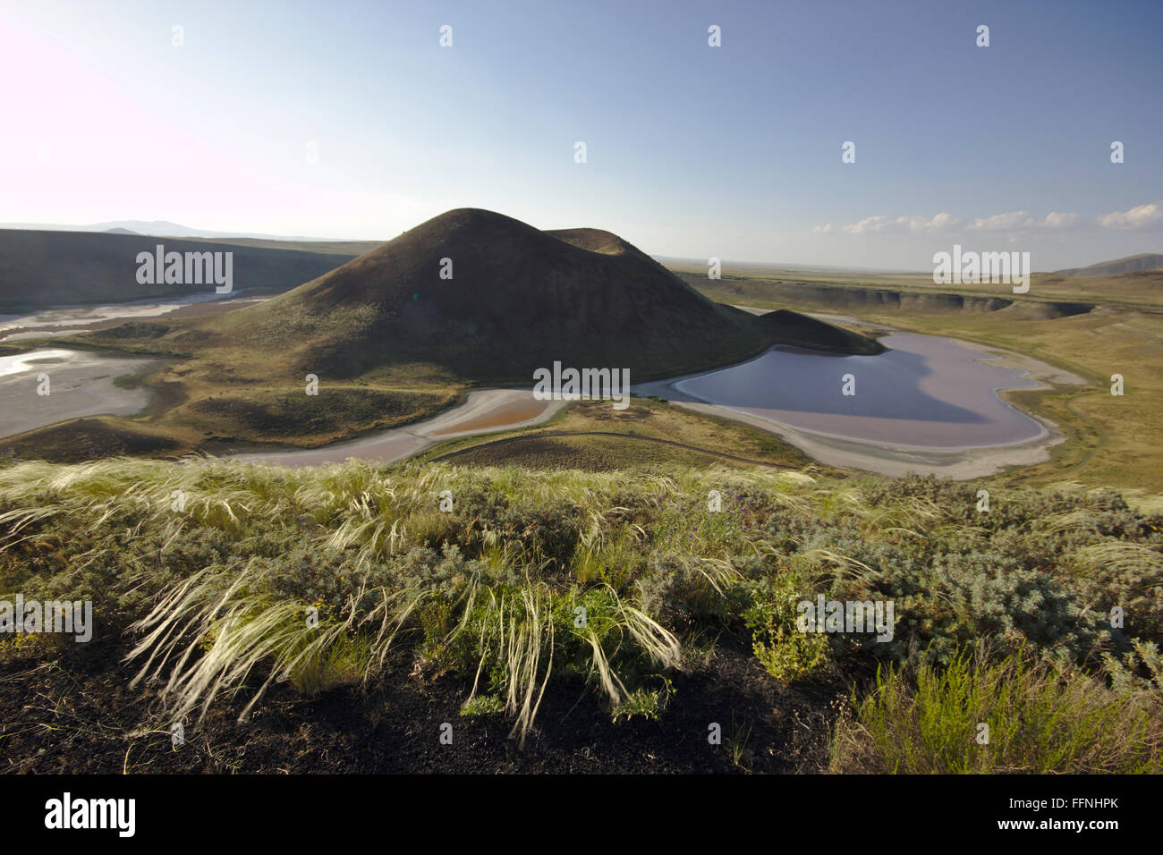 Meke Gölü crater lake (salt lake within a maar crater, a later cinder ...