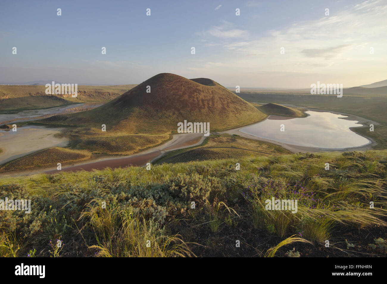 Meke Gölü crater lake (salt lake within a maar crater, a later cinder ...
