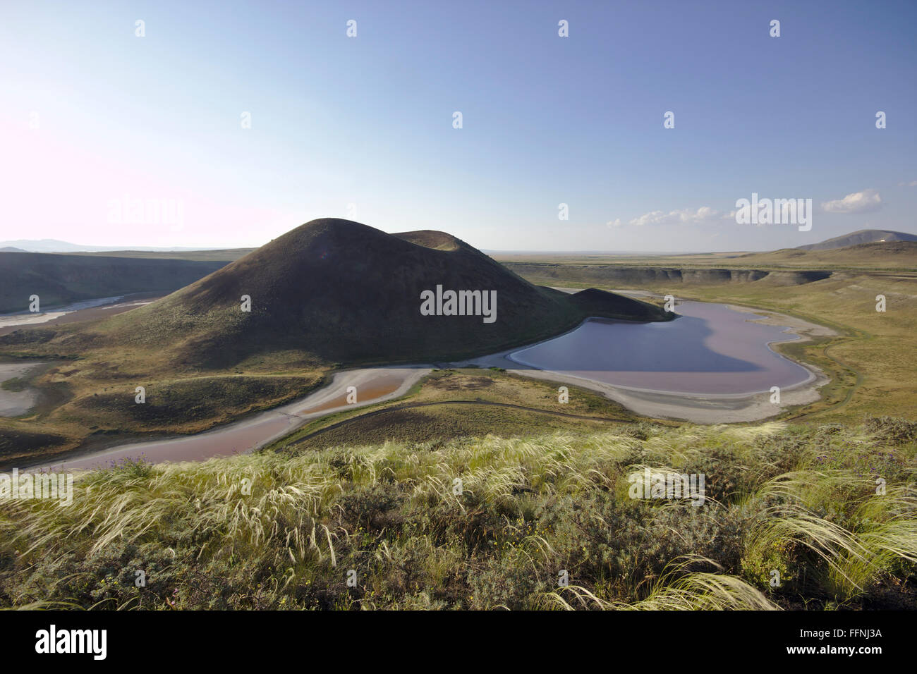 Meke Gölü crater lake (salt lake within a maar crater, a later cinder ...