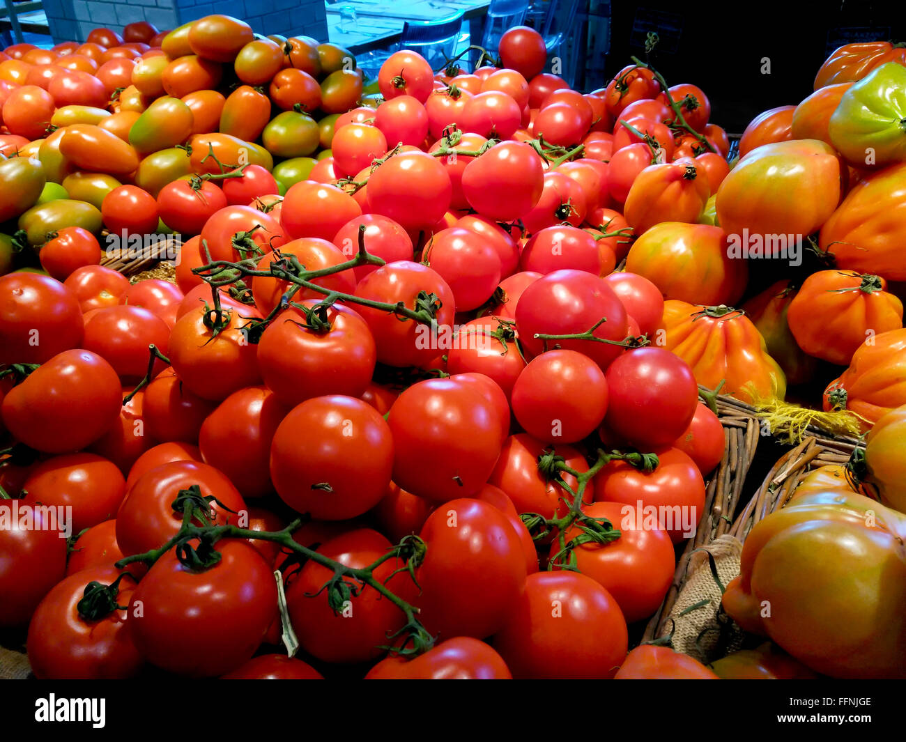 Fresh Market Tomatoes in the vegetable area Stock Photo - Alamy