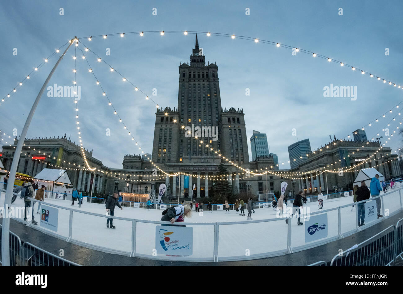Outdoor Ice Rink under Palace of Culture and Science (east face ...