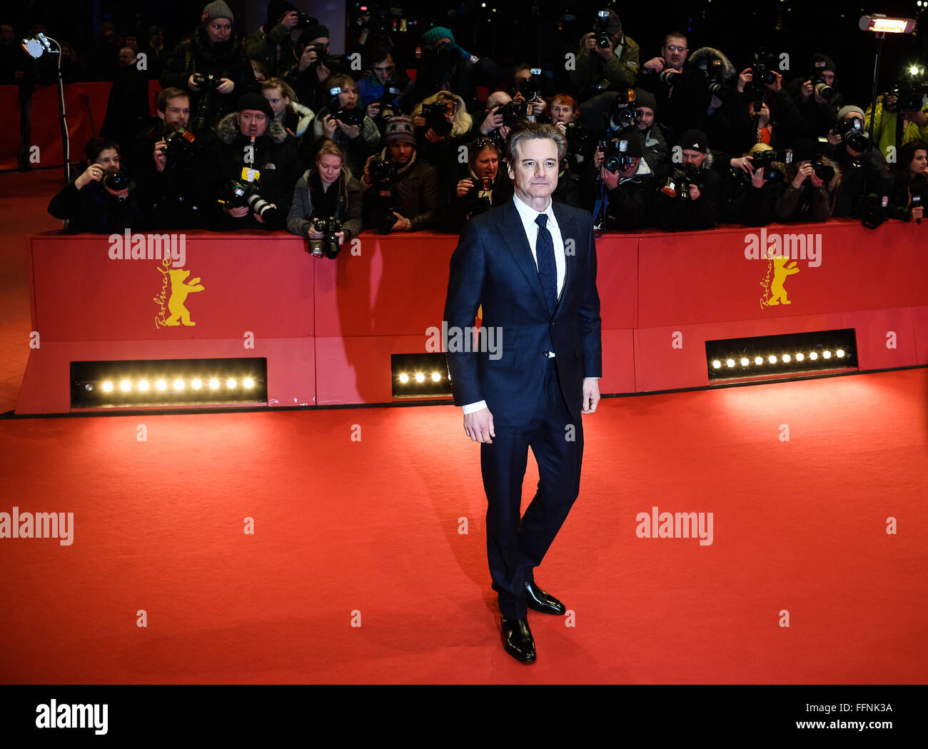 Berlin, Germany. 16th Feb, 2016. Colin Firth poses on the red carpet ...