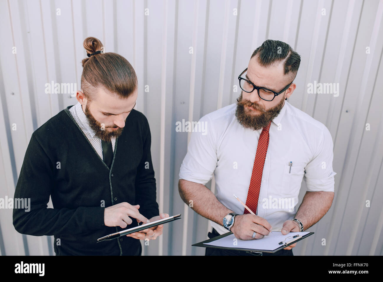 business man checking objects in glasses shirt Stock Photo - Alamy