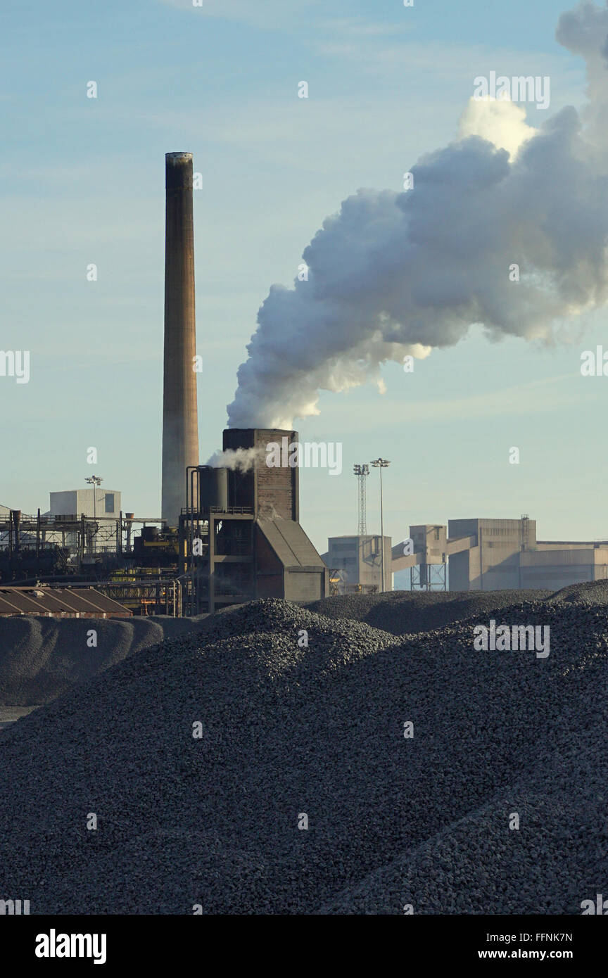 Redcar Coke Works in full production as seen from the Coal Handling ...