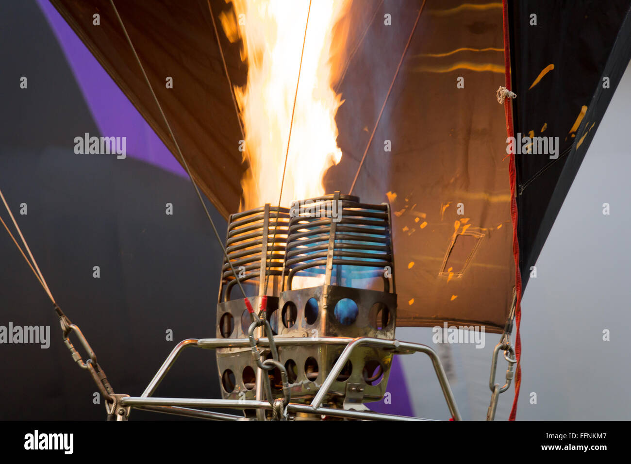 hot air ballon burner engine in action Stock Photo - Alamy