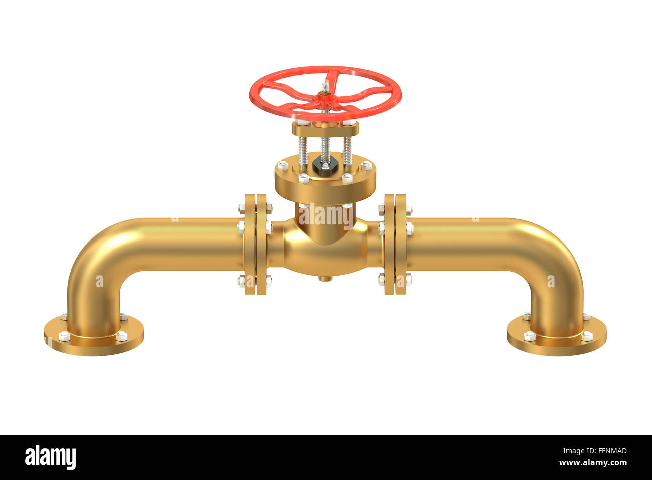 Copper pipeline with valve isolated on white background Stock Photo - Alamy