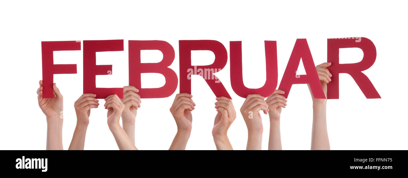People Holding Straight German Word Februar Means February Stock Photo ...