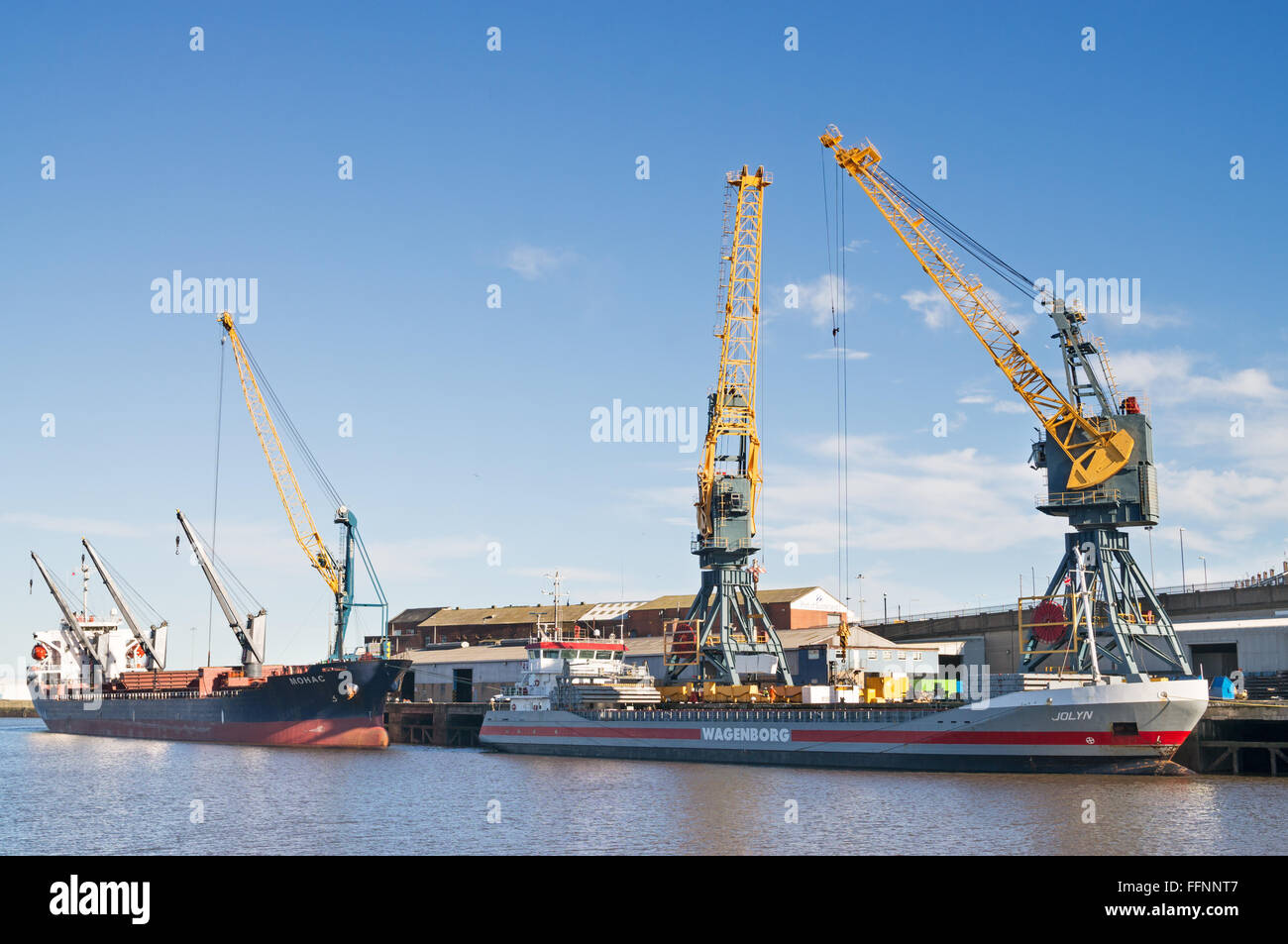 Two vessels Jolyn and Mohac moored in the Port of Sunderland on the ...
