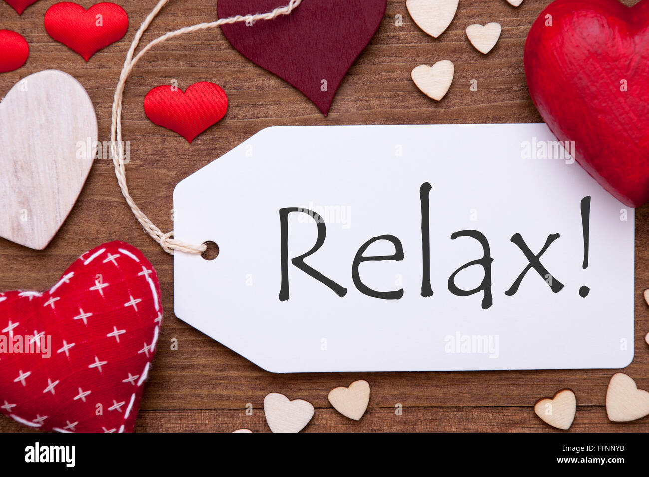 One Label, Red Hearts, Relax, Macro Stock Photo - Alamy