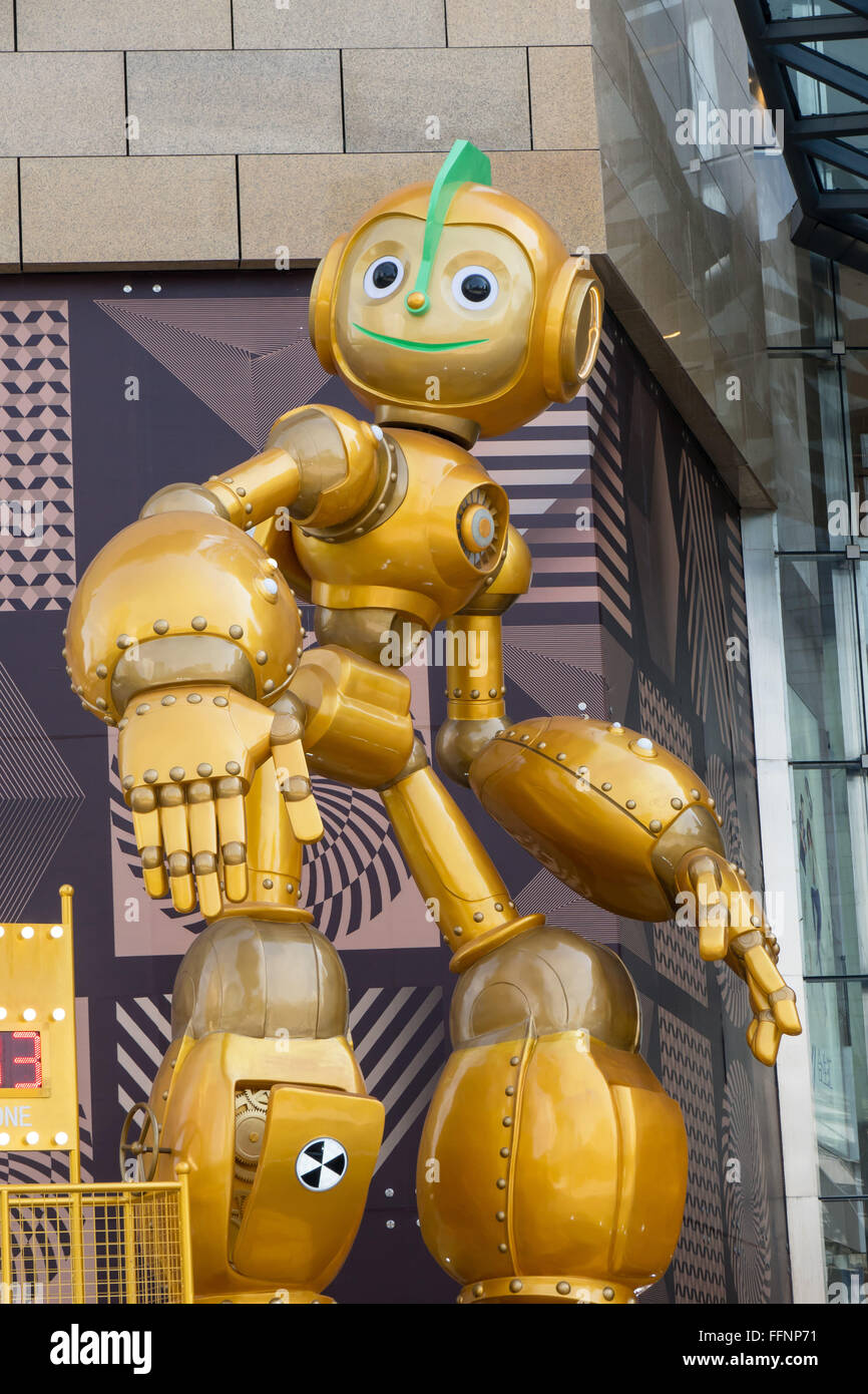 Shanghai, Shanghai, CHN. 16th Feb, 2016. The golden 10-meter-tall robot ...