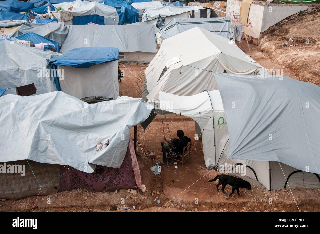 A makeshift camp for survivors of a 7.0 magnitude earthquake which ...