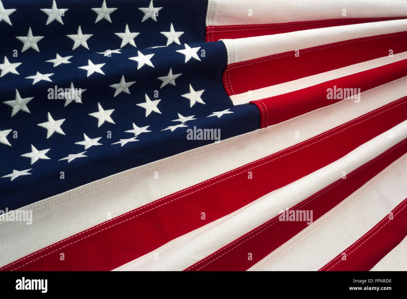 RIPPLING UNITED STATES FLAG MADE OF STITCHED COTTON BUNTING Stock Photo ...