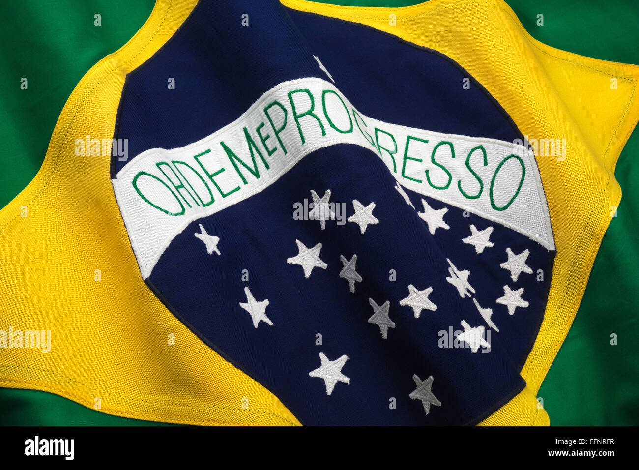 BRAZILIAN FLAG MADE OF STITCHED COTTON BUNTING Stock Photo - Alamy